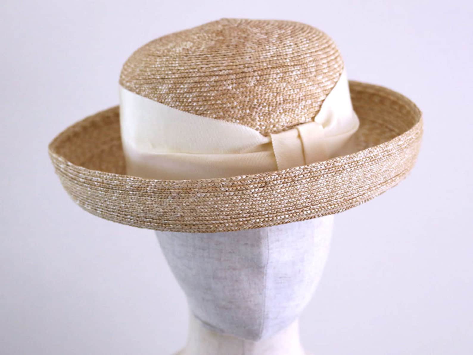 Classic Natural Straw Sailor Hat Irene Turned up Brim Hat - Etsy