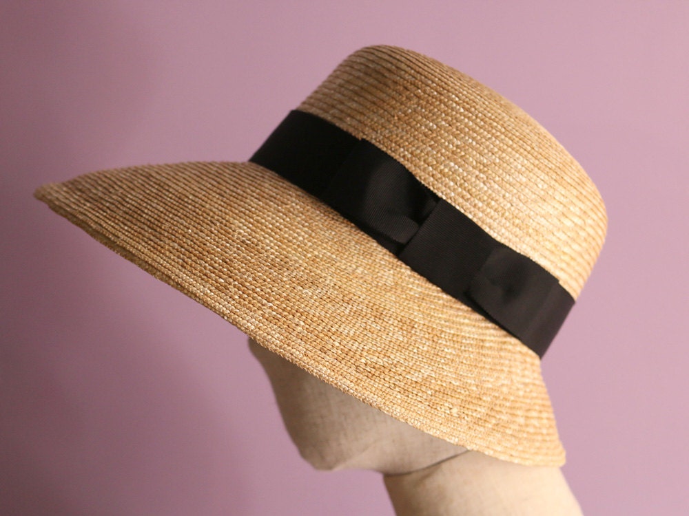 Wide-brimmed Natural Straw Hat Cecil Bonnet Style Hat - Etsy