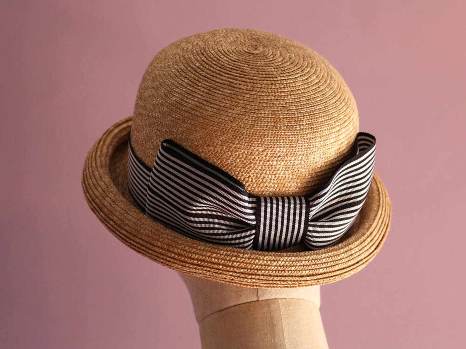Natural Straw Bowler Hat Nicole Short-brimmed Bowler Hat - Etsy
