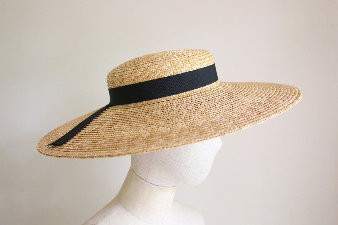 Straw Wide-brimmed Boater Hat kate | Etsy