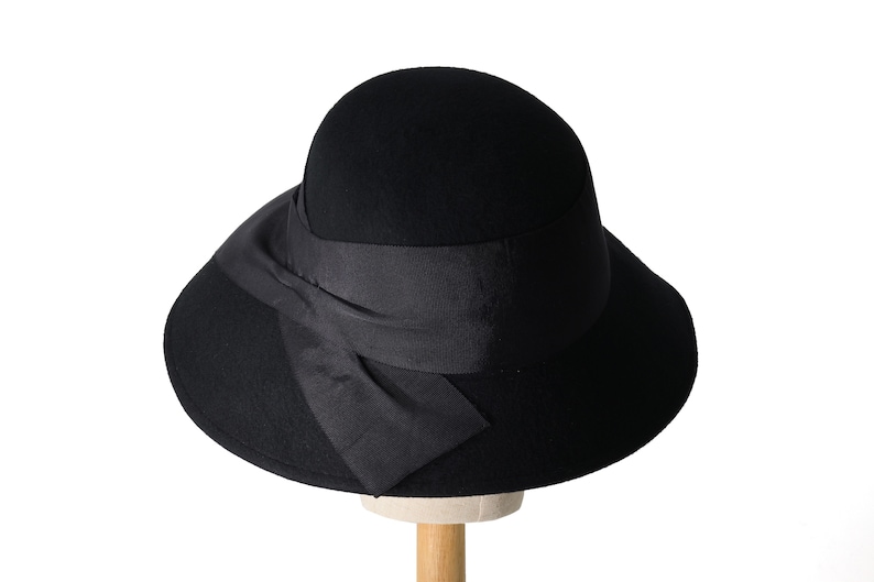 Black Wool Down-turned Brim Audrey Hat Cecil Black - Etsy