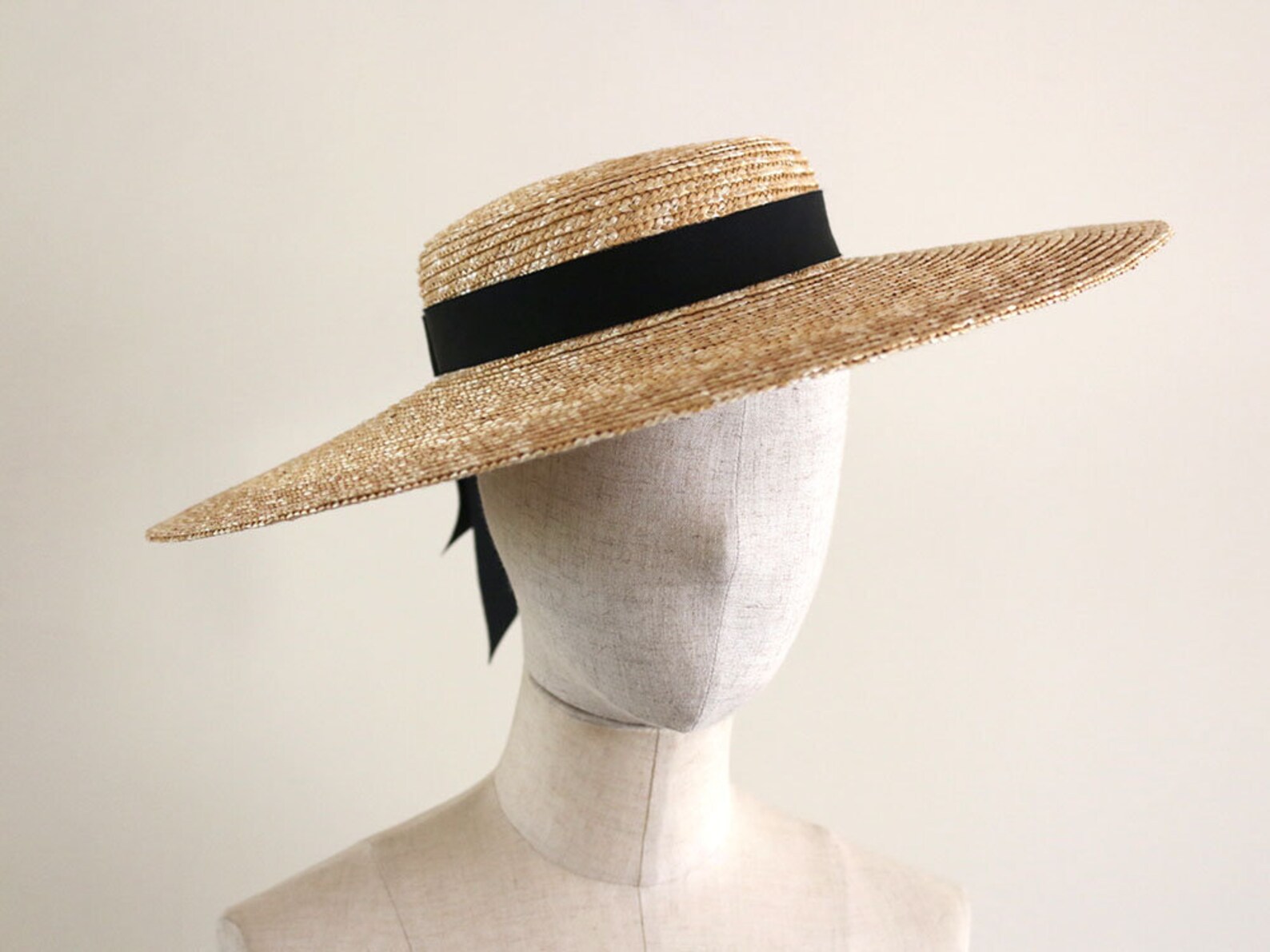 Straw Wide-brimmed Boater Hat Kate - Etsy