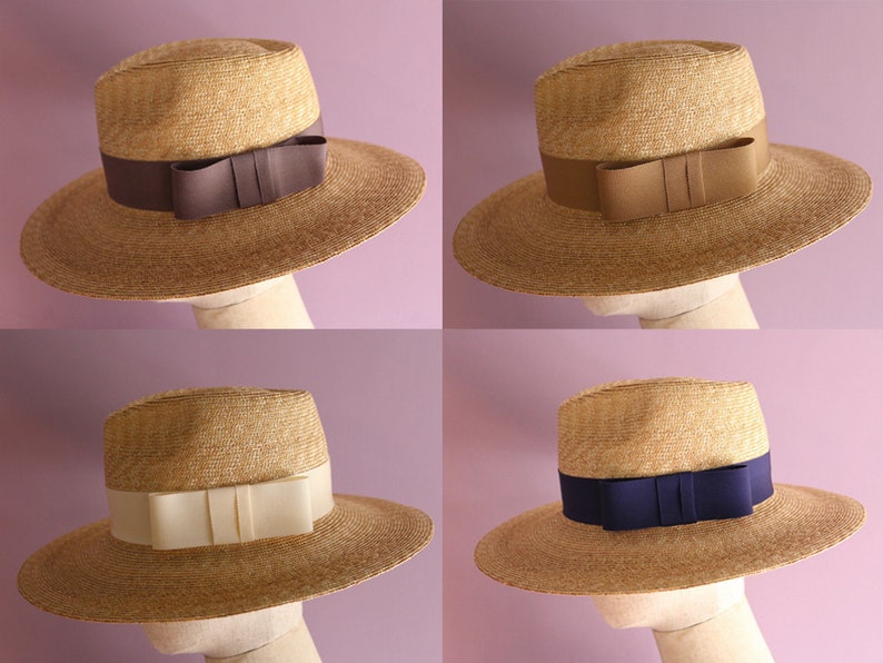 Wide Brimmed Straw Teardrop Fedora Hat Sophie Etsy