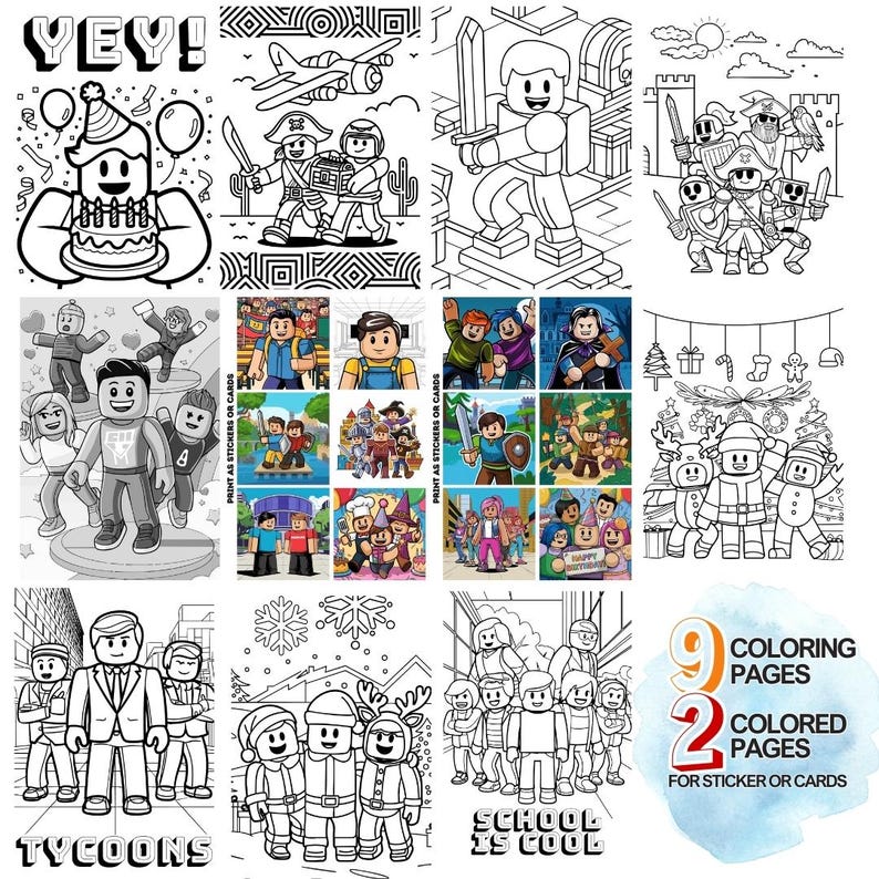 Digital Roblox Coloring and Sticker / Card Book - Etsy
