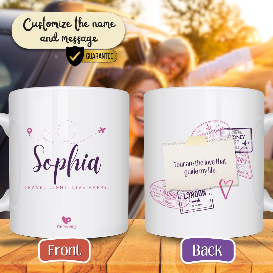 Personalized Travel Coffee Mug, Custom Airplane Passport Design - Etsy