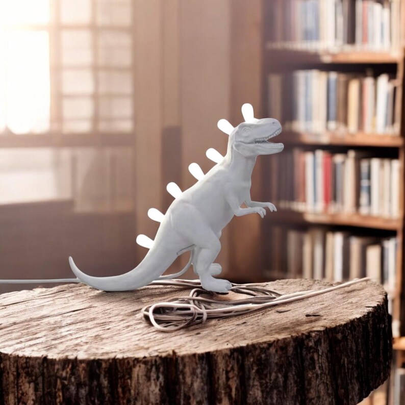 Dinosaur Table Lamp Unique T-rex & Brontosaurus Light, Fun Kids Room ...