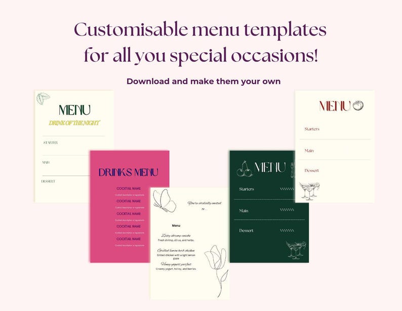 Customisable Menu Templates – Perfect for Any Occasion! - Etsy