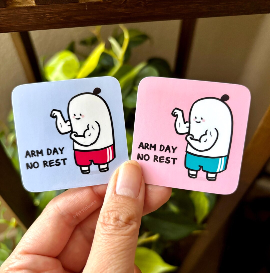 Muscle Arm Day No Rest Stickers - Vinyl Waterproof - Cute Strength ...