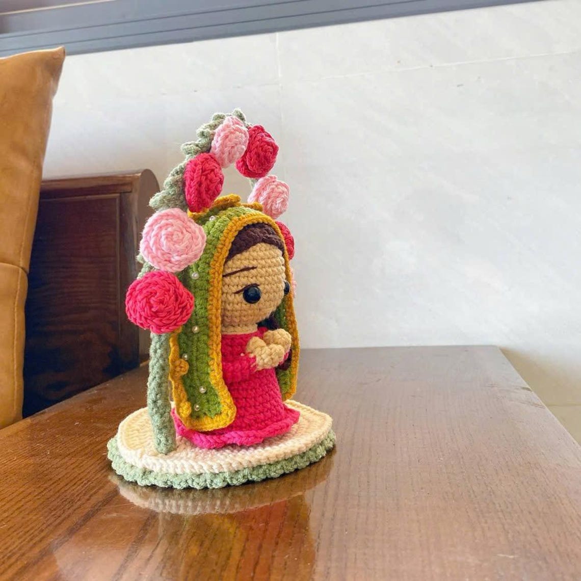 Handmade Crochet Virgin of Guadalupe Statue | 24 Cm Religious Gift ...