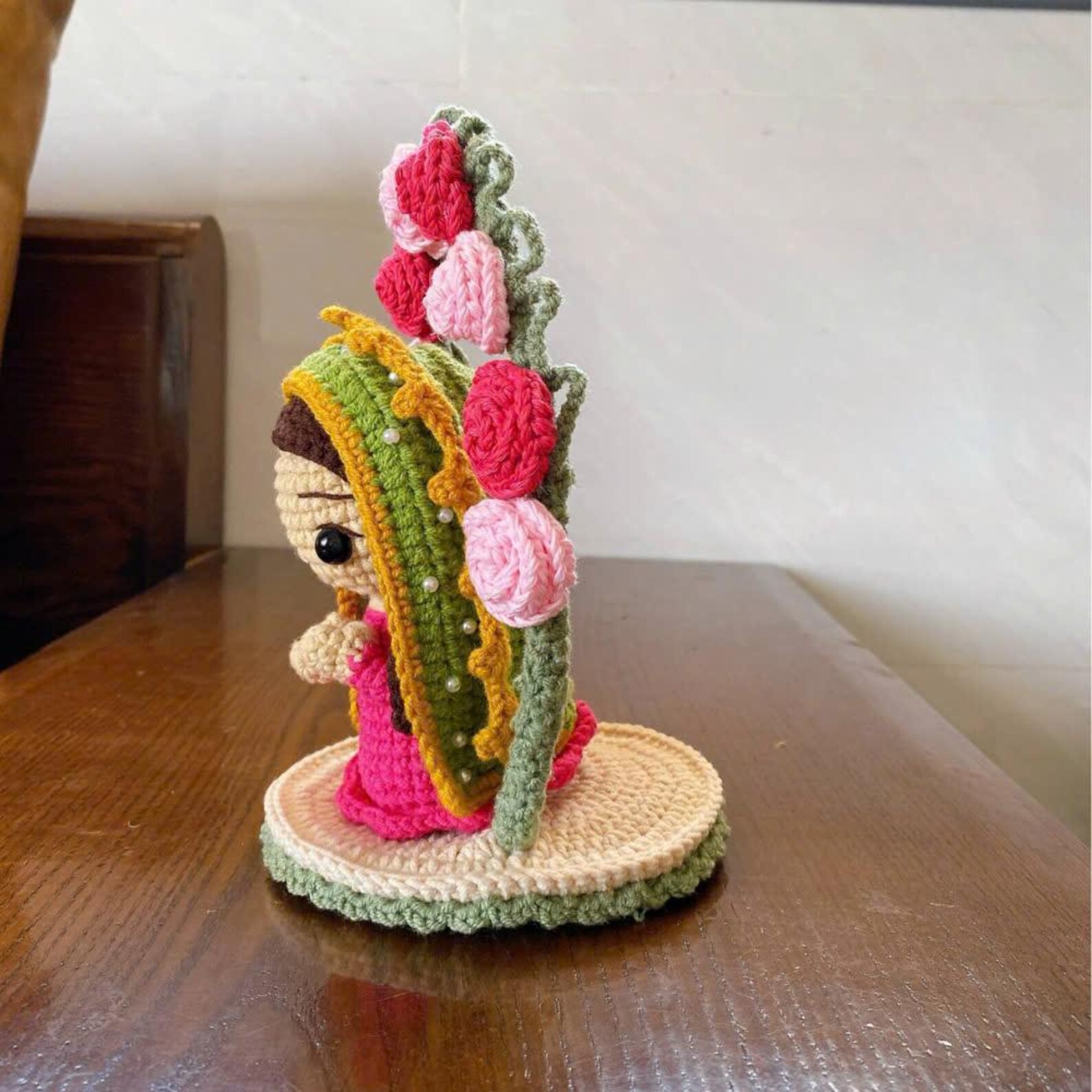 Handmade Crochet Virgin of Guadalupe Statue | 24 Cm Religious Gift ...