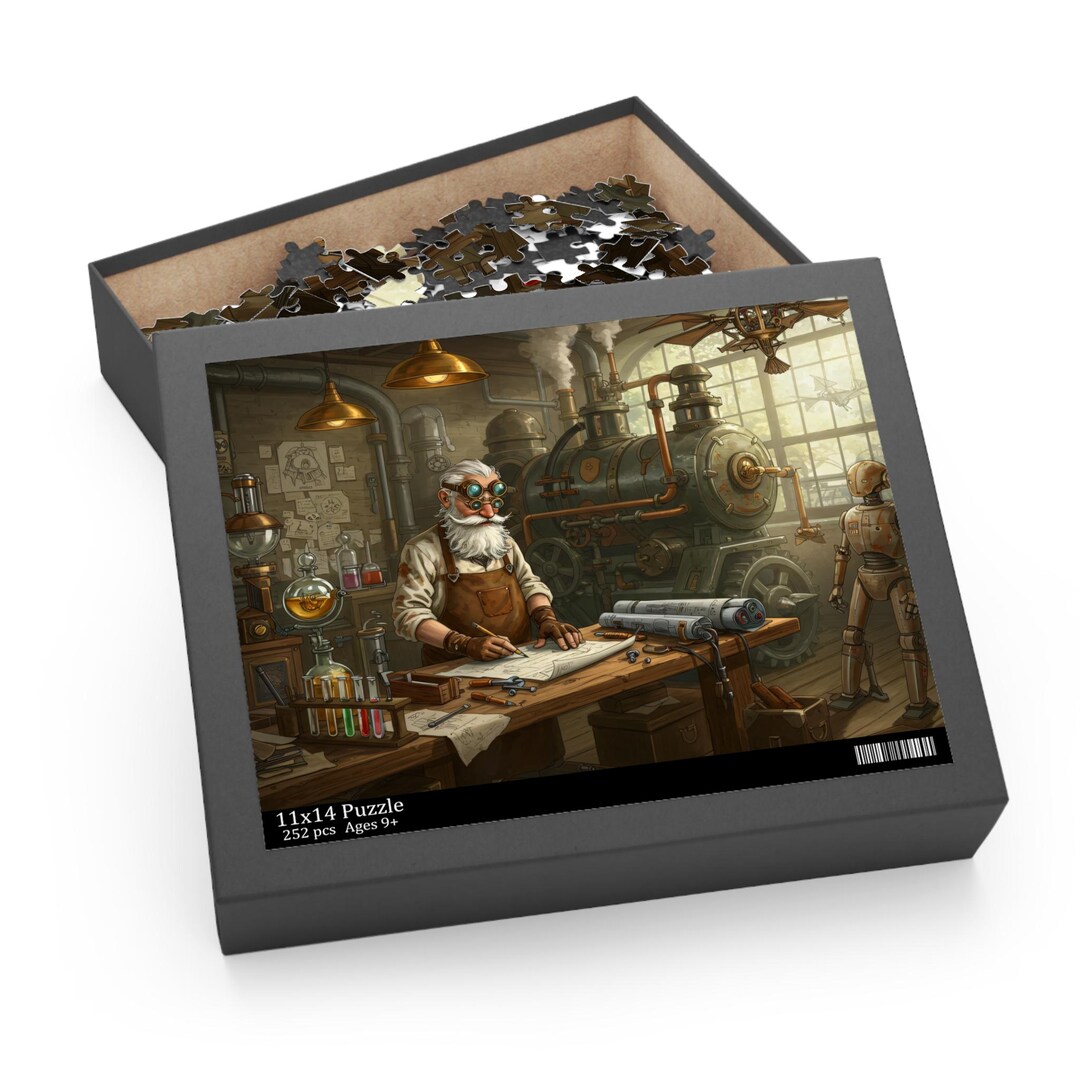 Steampunk Puzzle, Inventor Workshop Jigsaw - Gears, Steam, Elderly ...