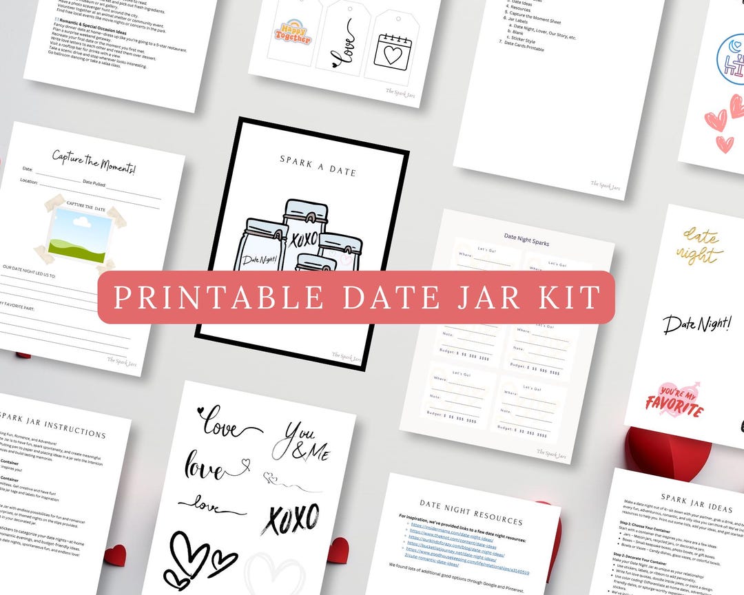 Date Jar Kit Printables | Fun Date Night Ideas, Stickers & Labels ...