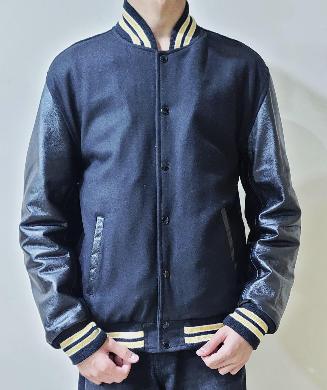 Varsity Jacket Letterman Bomber Jacket Original Leather Sleeves Wool ...