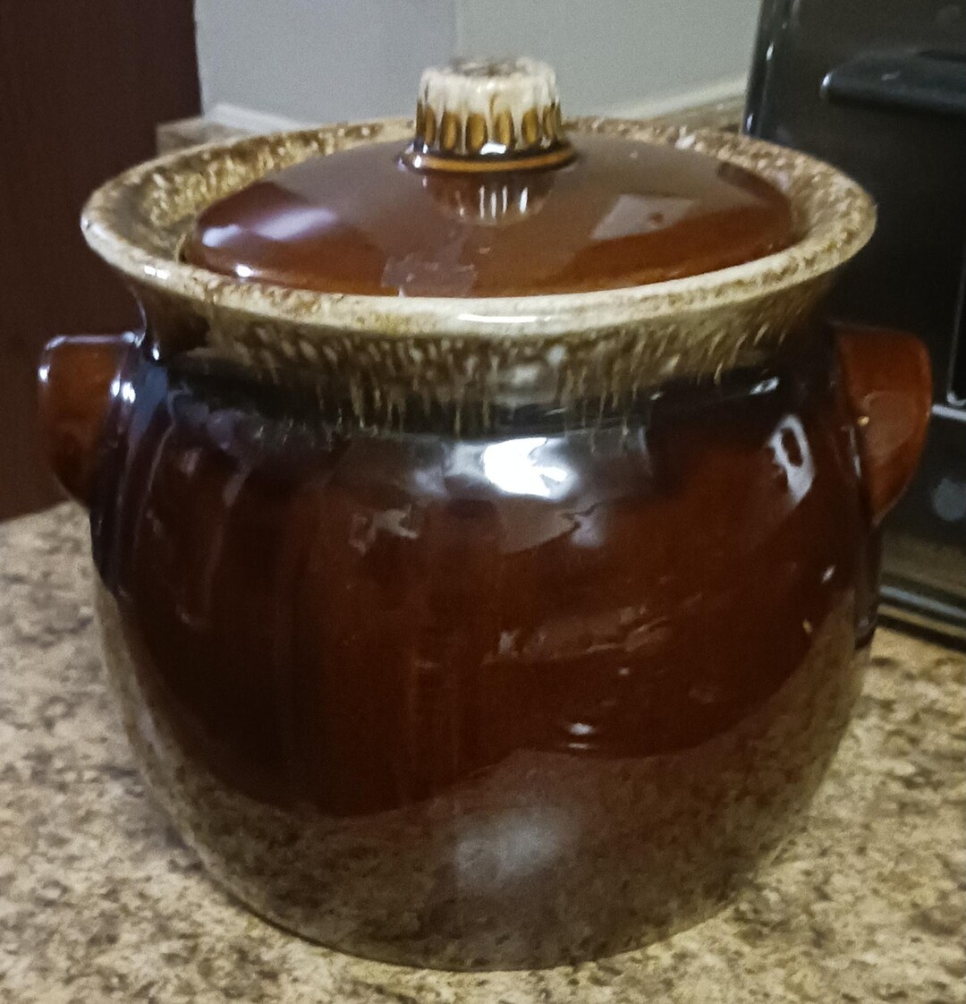 Vintage Hull Brown Drip Glazed Bean Pot - Etsy