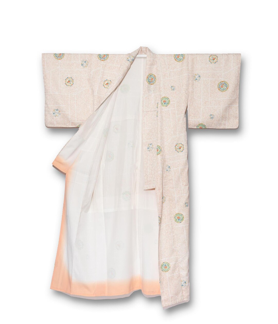 Vintage Japanese Silk Kimono Robe: Coral Floral Komon - Etsy
