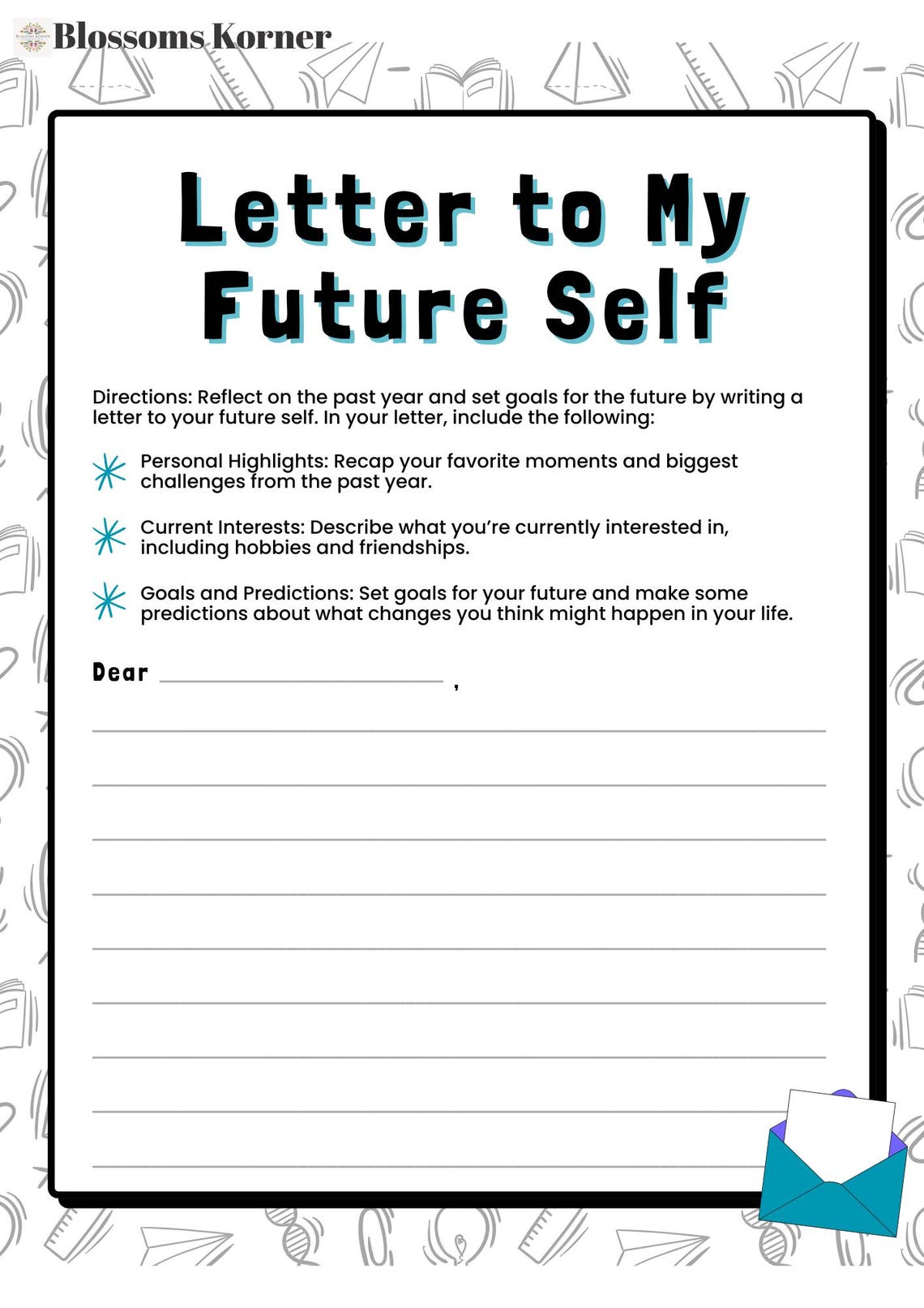 Letter to My Future Self | Printable Writing Prompt (digital Download ...