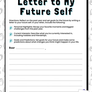 Letter to My Future Self | Printable Writing Prompt (digital Download ...