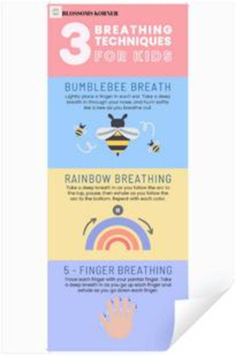 3 Breathing Techniques for Kids. Mindfulness Poster for Children. SEL ...