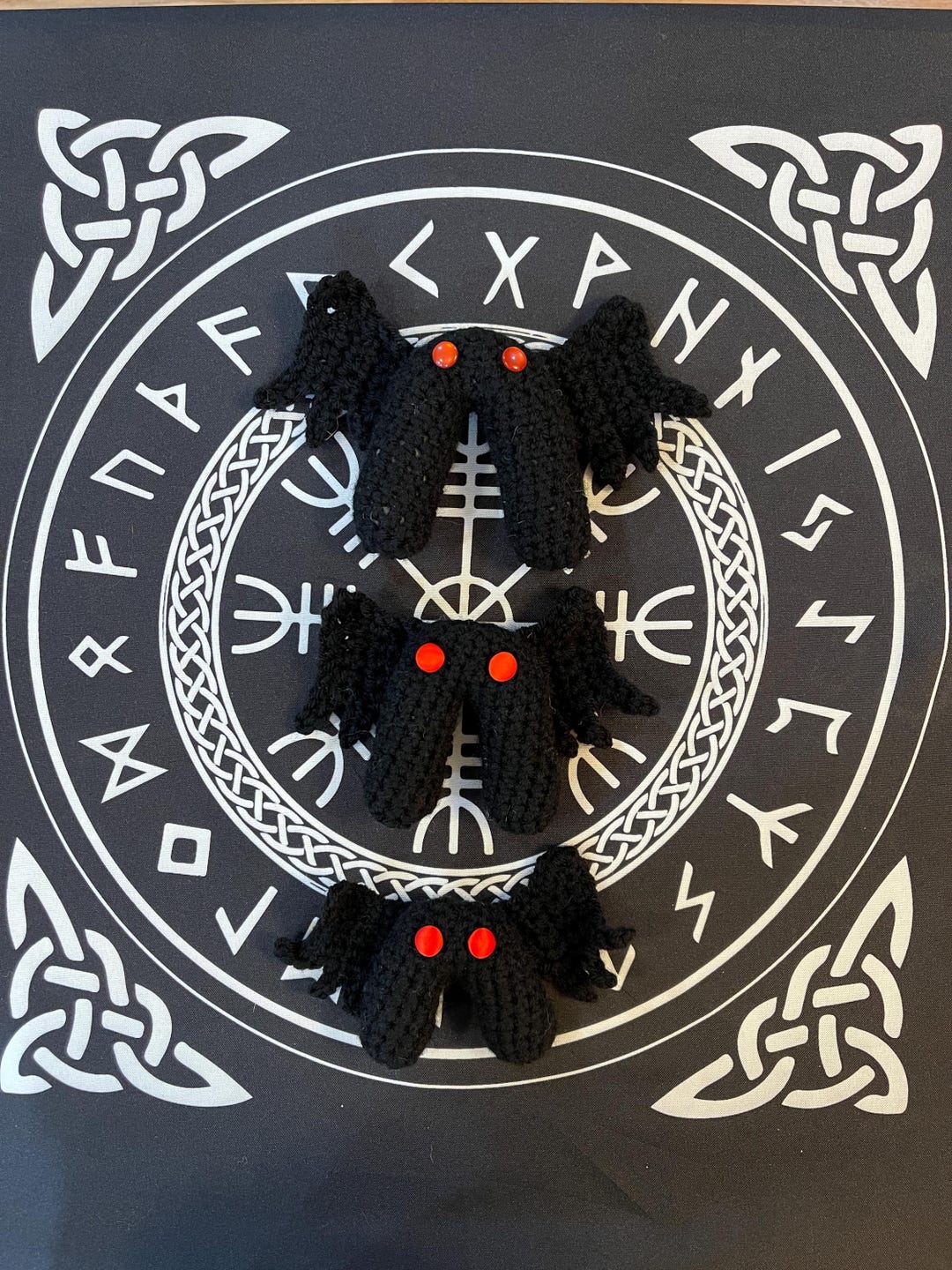 Handmade Crochet Mothman Plush – Cryptid Plushie With Red Eyes – Spooky ...