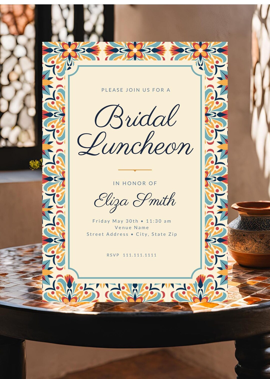Editable Spanish Inspired Bridal Luncheon Invitation - Etsy