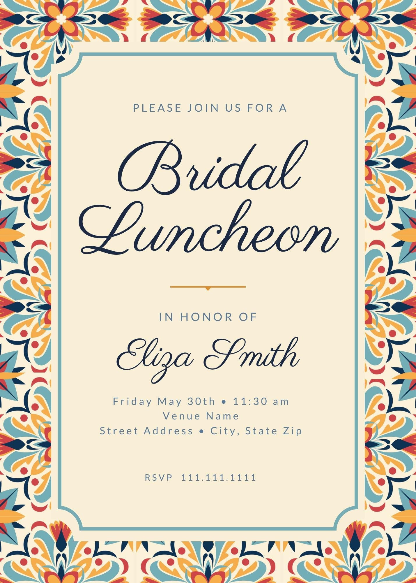 Editable Spanish Inspired Bridal Luncheon Invitation - Etsy