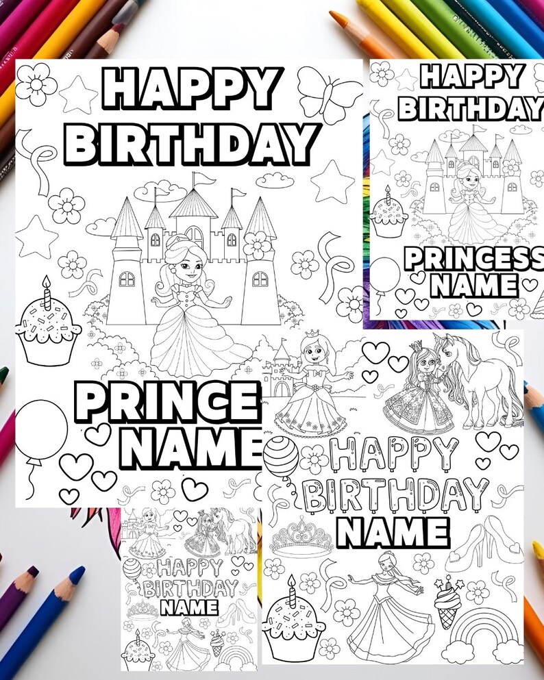Princess Birthday Coloring Sheet | Printable Kids Activity Page ...