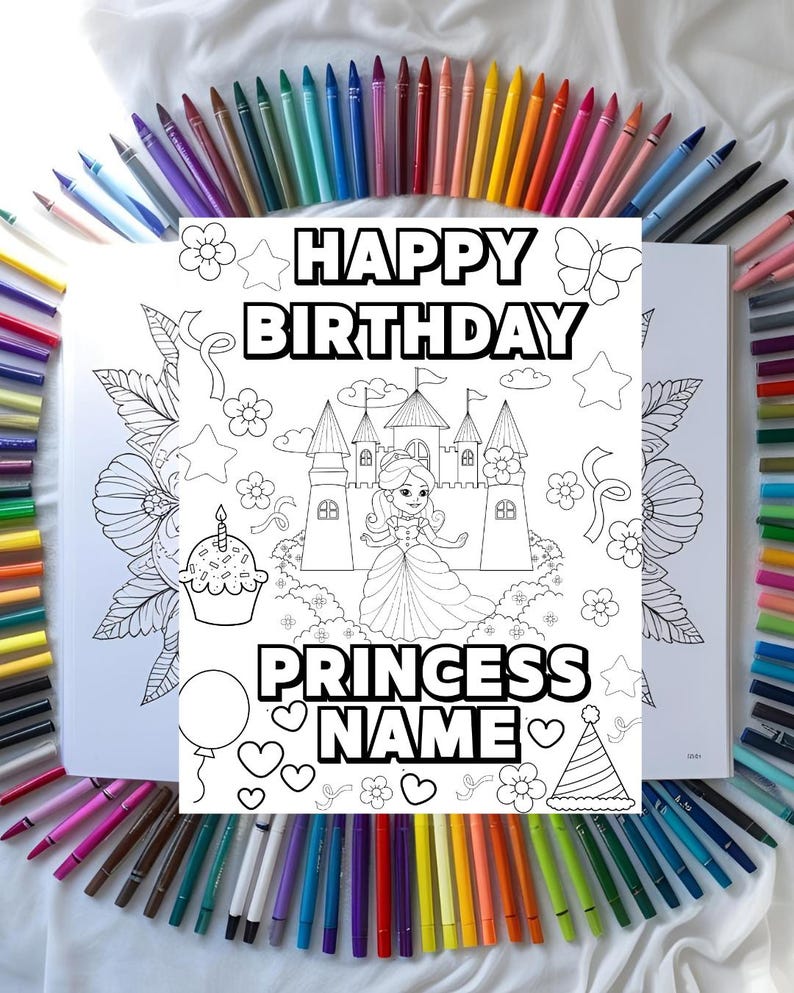 Princess Birthday Coloring Sheet | Printable Kids Activity Page ...