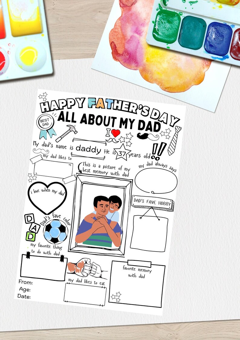 Father's Day Coloring Page: All About My Dad Printable Worksheet - Etsy