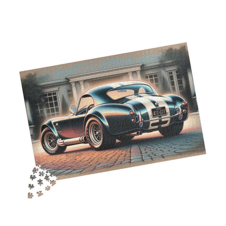 1967 Shelby Cobra Rear View Puzzle | Classic Blue Racing Stripes Car ...