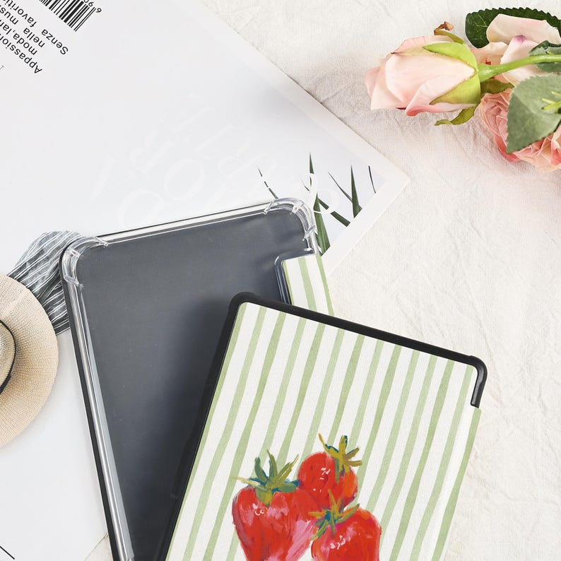 Green Stripe Strawberry Kindle Case Kindle Paperwhite Case Kindle 12th ...