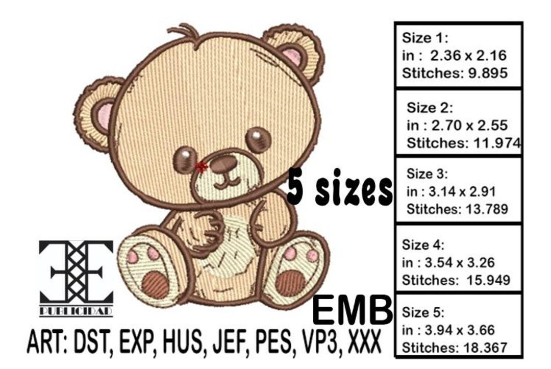 Cute Baby Bear Embroidery Design, 5 Sizes, Emb, Dst, Pes, Exp, Jef, Hus ...