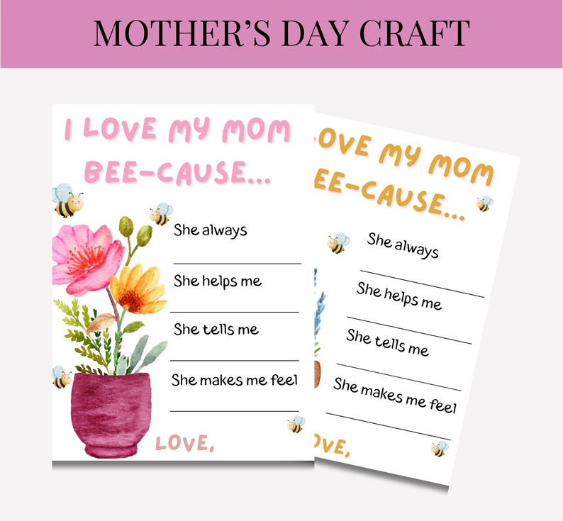 Manualidad imprimible para el Día de la Madre / Actividad de abeja ...