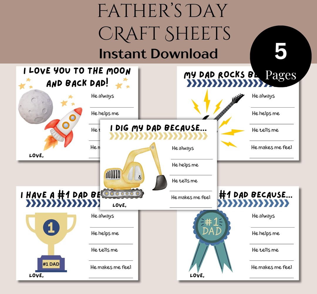 Father's Day Craft | 'I Love Dad Because' Printable (digital Download ...