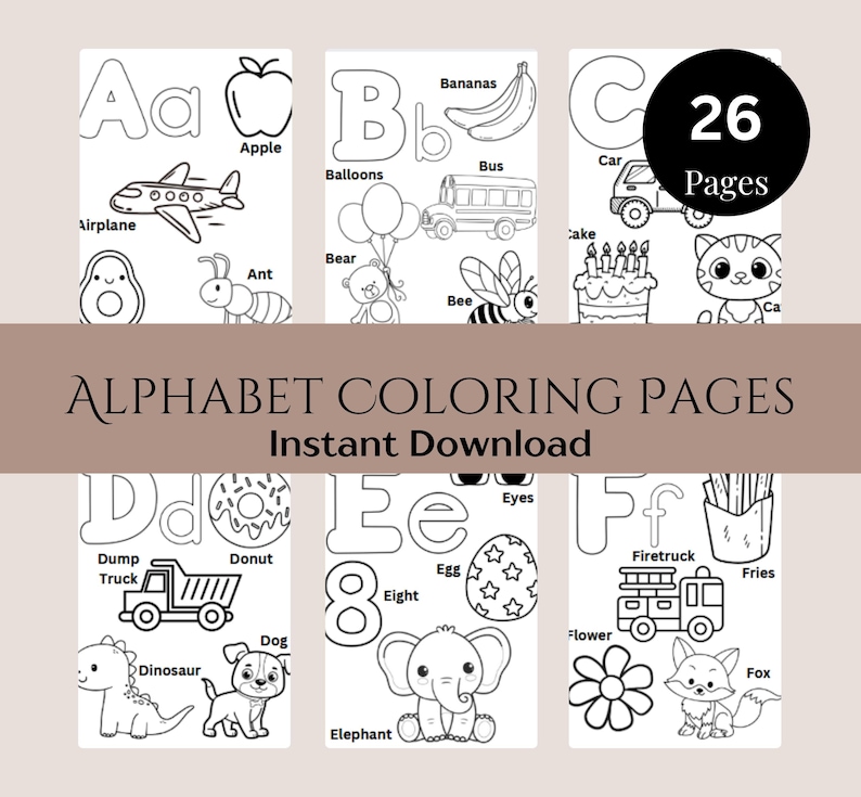 Alphabet Coloring Pages | Preschool Learning | Digital Download - Etsy