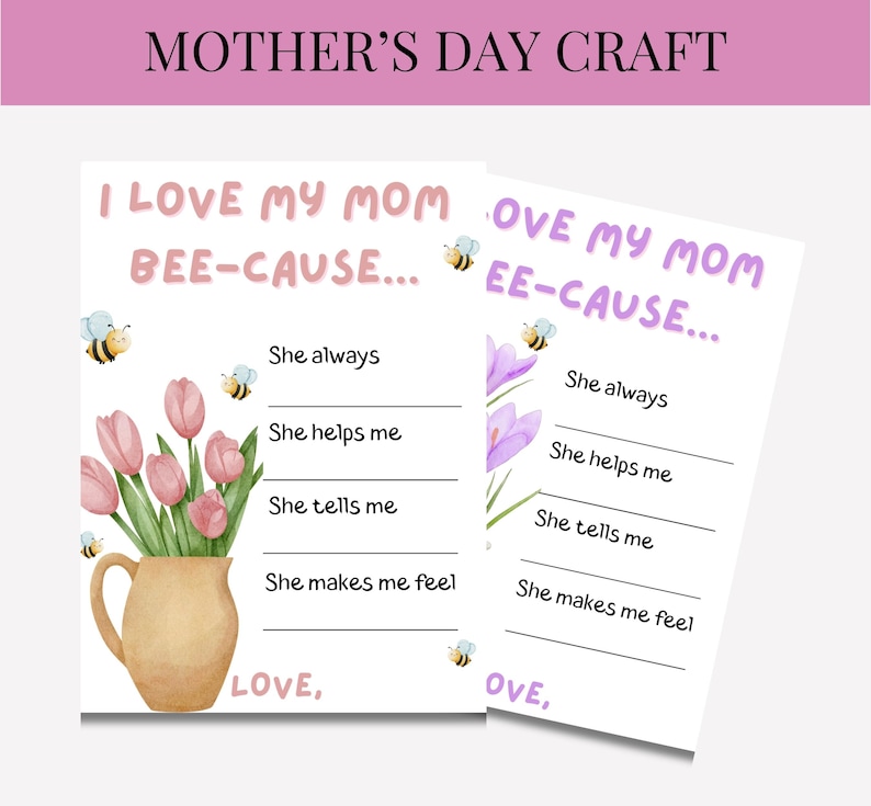 Mother's Day Printable Craft | Floral Bee Activity (digital Download ...