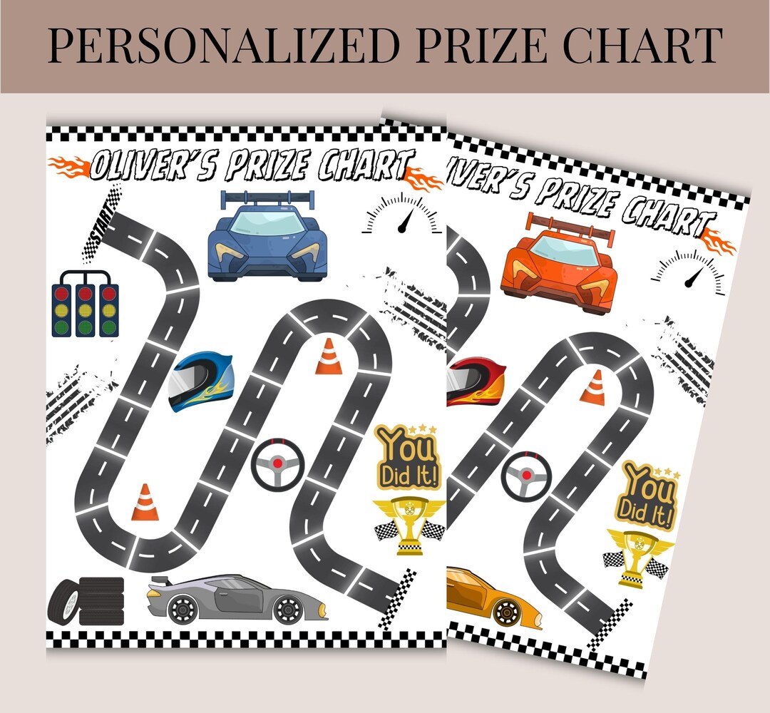 Race Car Potty Reward Chart | Personalized | Printable | Editable ...