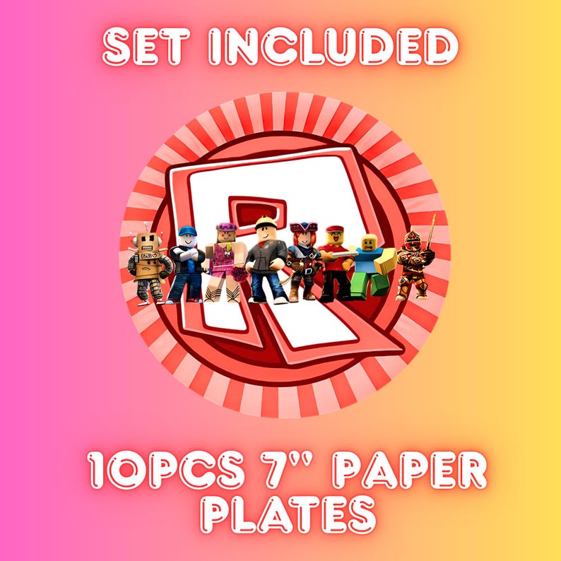 Roblox Birthday Party Plates - Gamer Theme, 10 Pack - Etsy