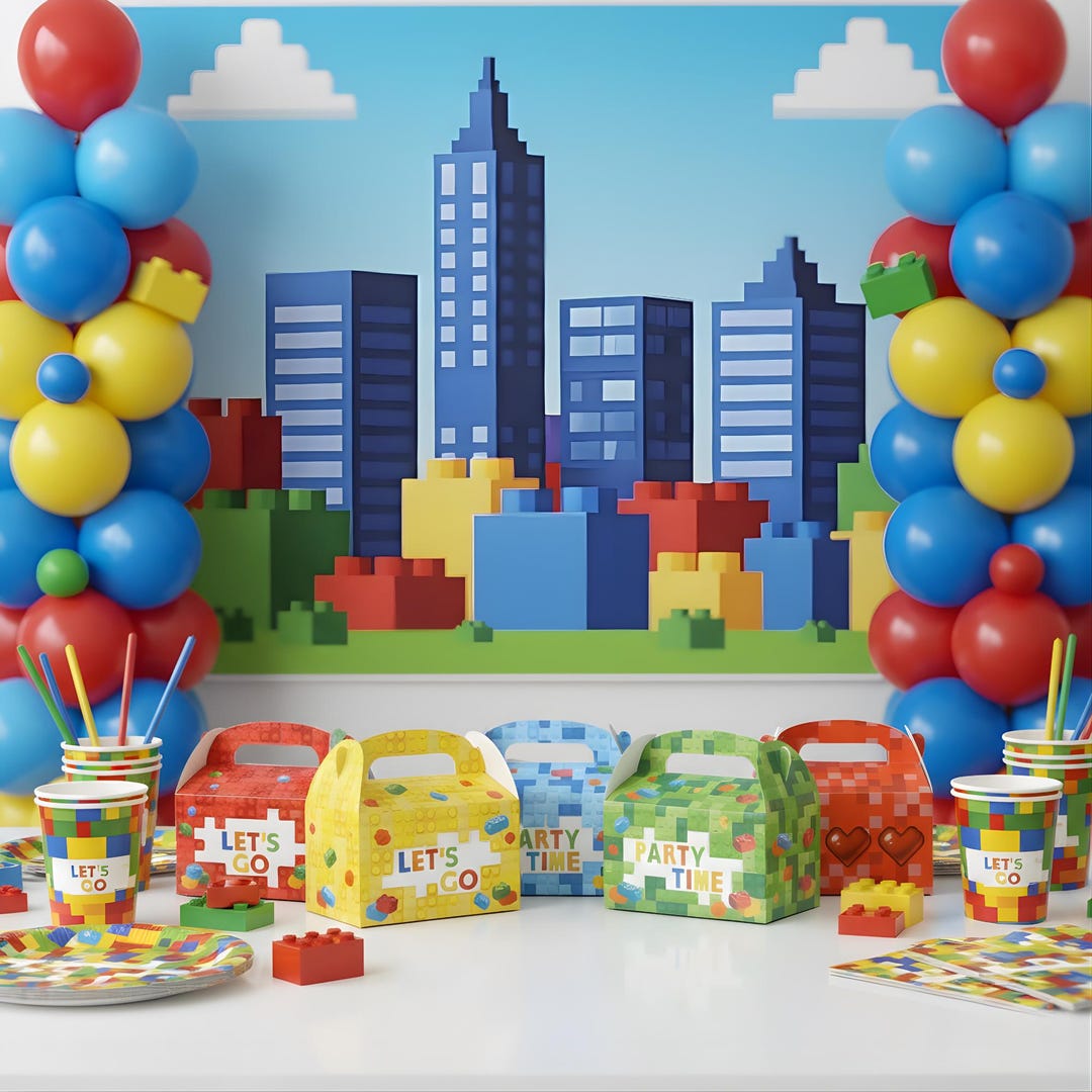 Building Blocks Party Favor Box – Colorful “let’s Go” Treat Boxes, Red ...