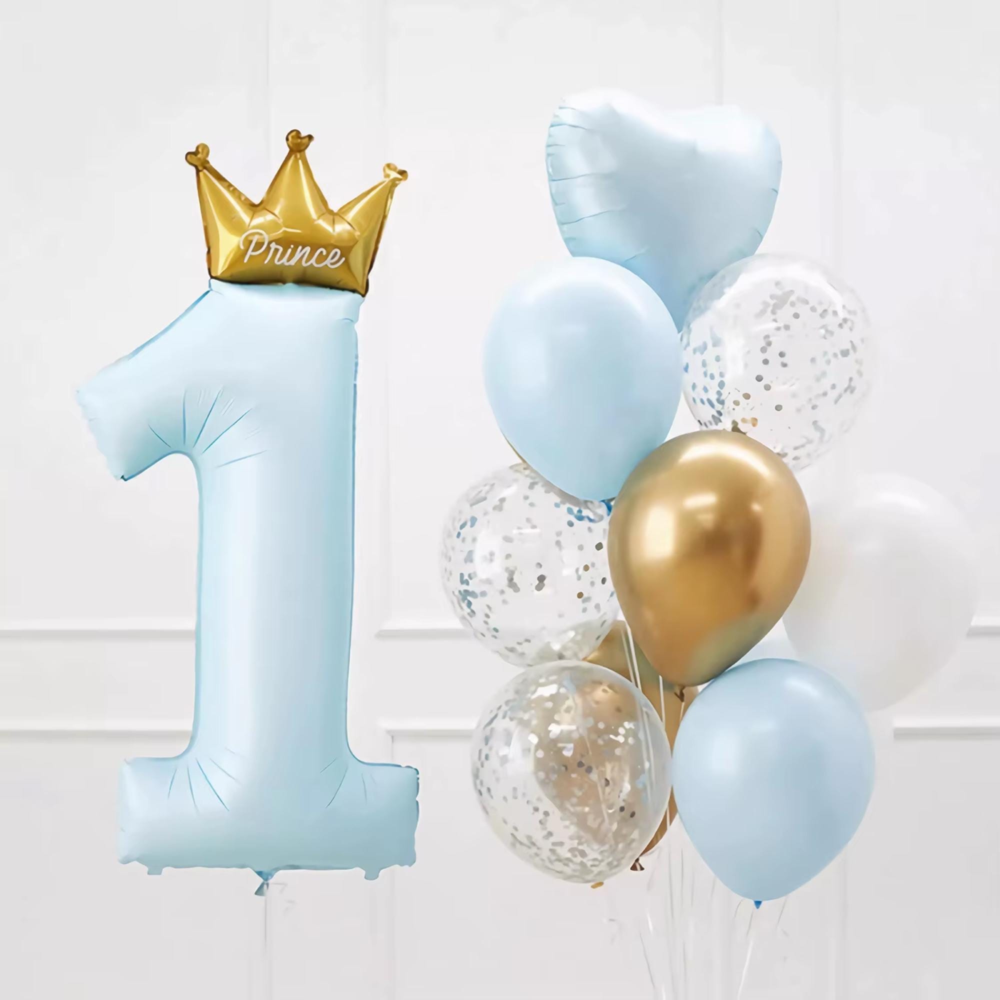 First Birthday Party Balloon Kit – 29 Pieces in Blue, Gold, White ...