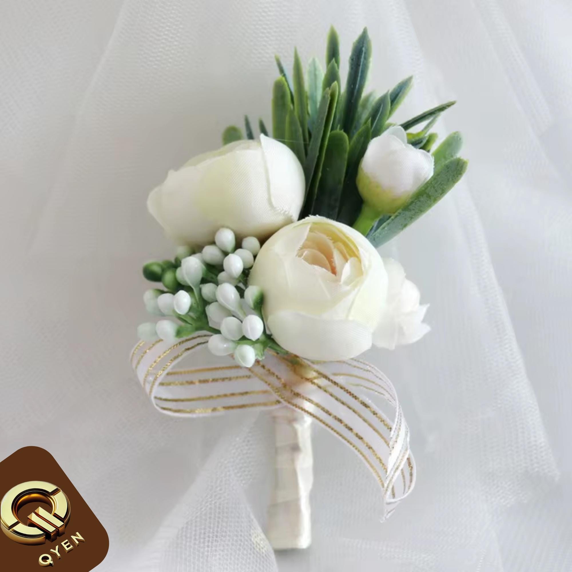 Elegant White Rose Boutonniere – Groom’s Wedding Flower, Groomsmen ...