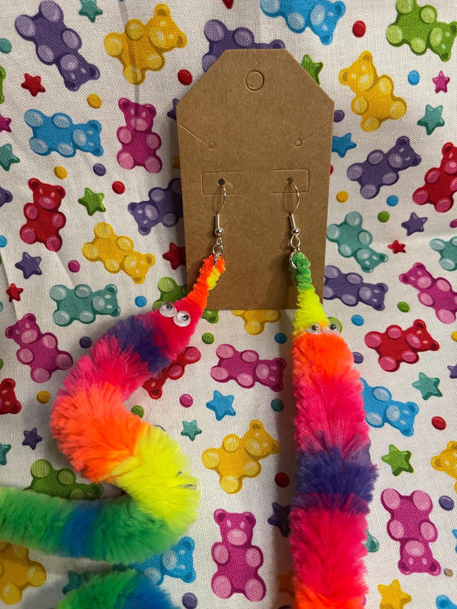 Rainbow Worm on A String Earrings - Etsy