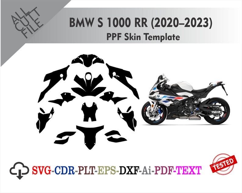 BMW S 1000 RR (2020–2023) PPF Skin Vector Templete File Die Cut Layou ...