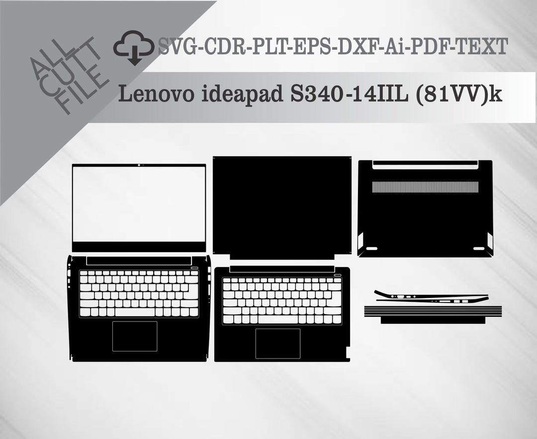 Lenovo Ideapad S340 - 14IIL (81VV) Skin Vector Templete File Skin Die ...