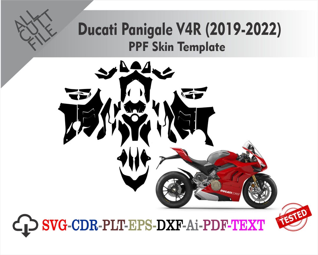 Ducati Panigale V4R (2019-2022) Vector Templete File Skin Die Cut Layou ...