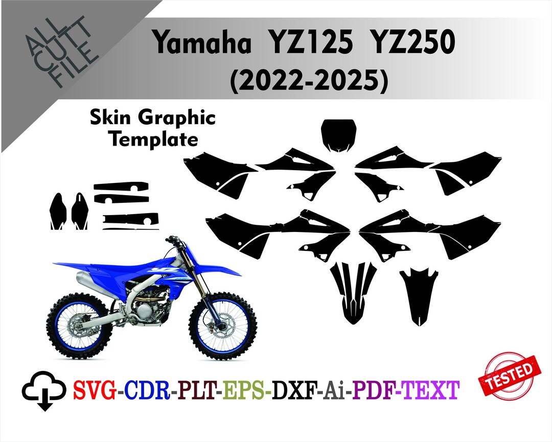 Yamaha YZ125 YZ250 (2022 -2025) Skin Vector Templete File Skin Die Cut ...