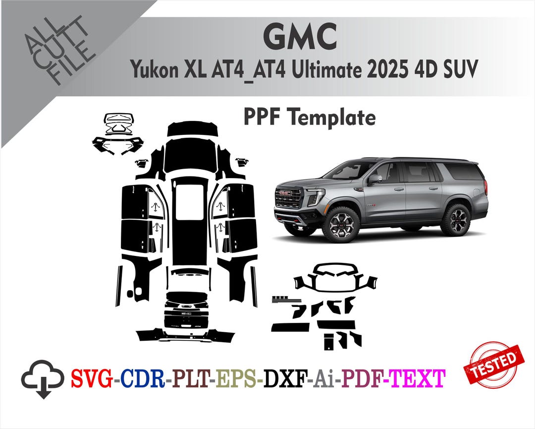 GMC Yukon XL AT4_AT4 Ultimate 2025 4D SUV Ppf Vector Templete File Skin ...