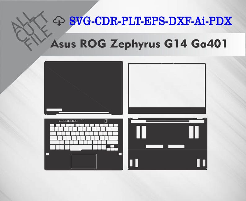 Asus ROG Zephyrus G14 GA401 Skin Vector Templete File Skin Die Cut ...