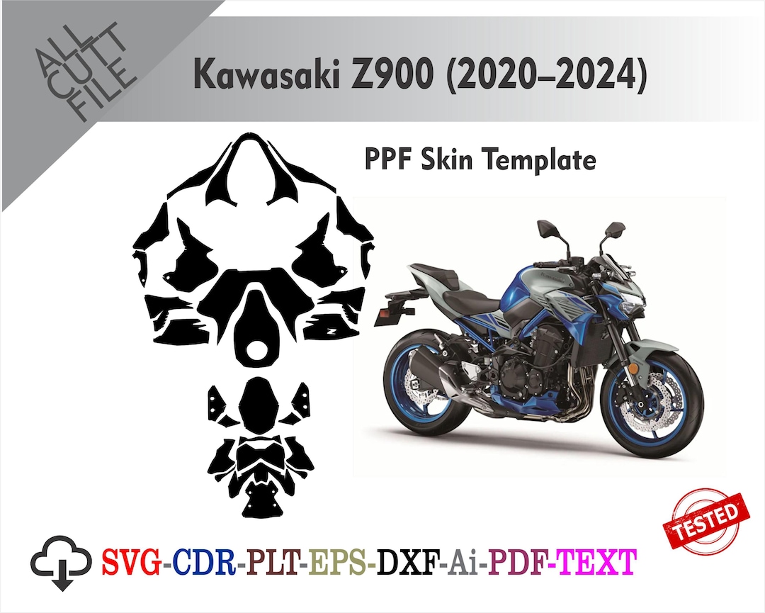 Kawasaki Z900 (2020–2024) PPF Skin Vector Templete File Die Cut Layou ...