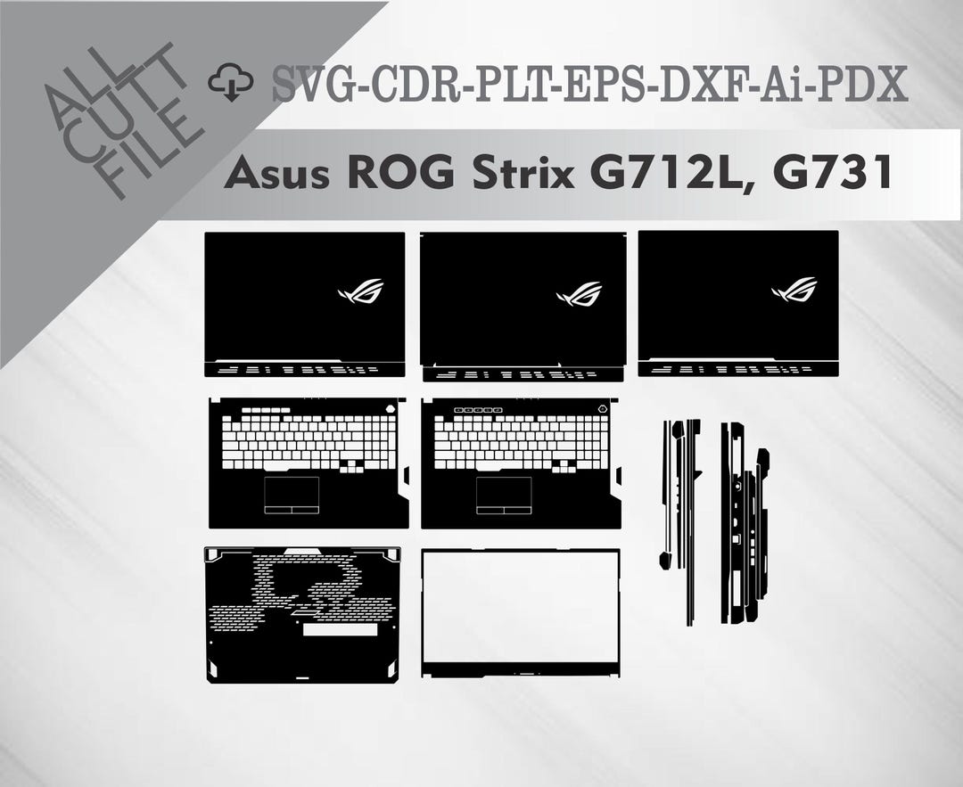 Asus ROG Strix G712L, G731 Skin Vector Templete File Skin Die Cut ...