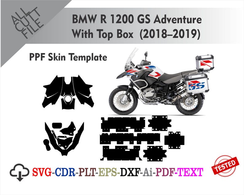 BMW R 1200 GS Adventure With Top Box (2018-2019) Skin Vector Templete ...